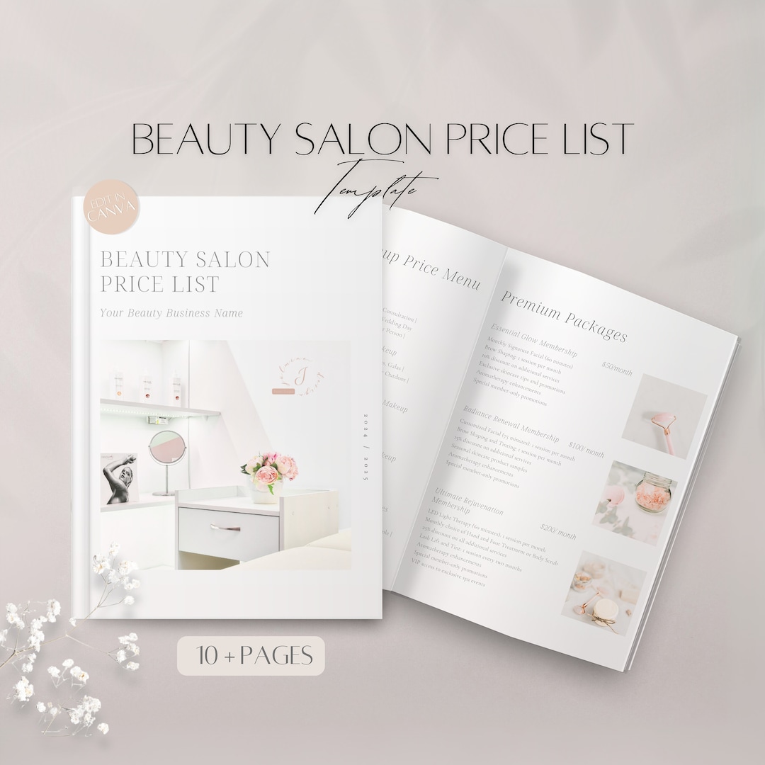 Beauty Salon Price List Template, Editable Client Pricing Guide ...