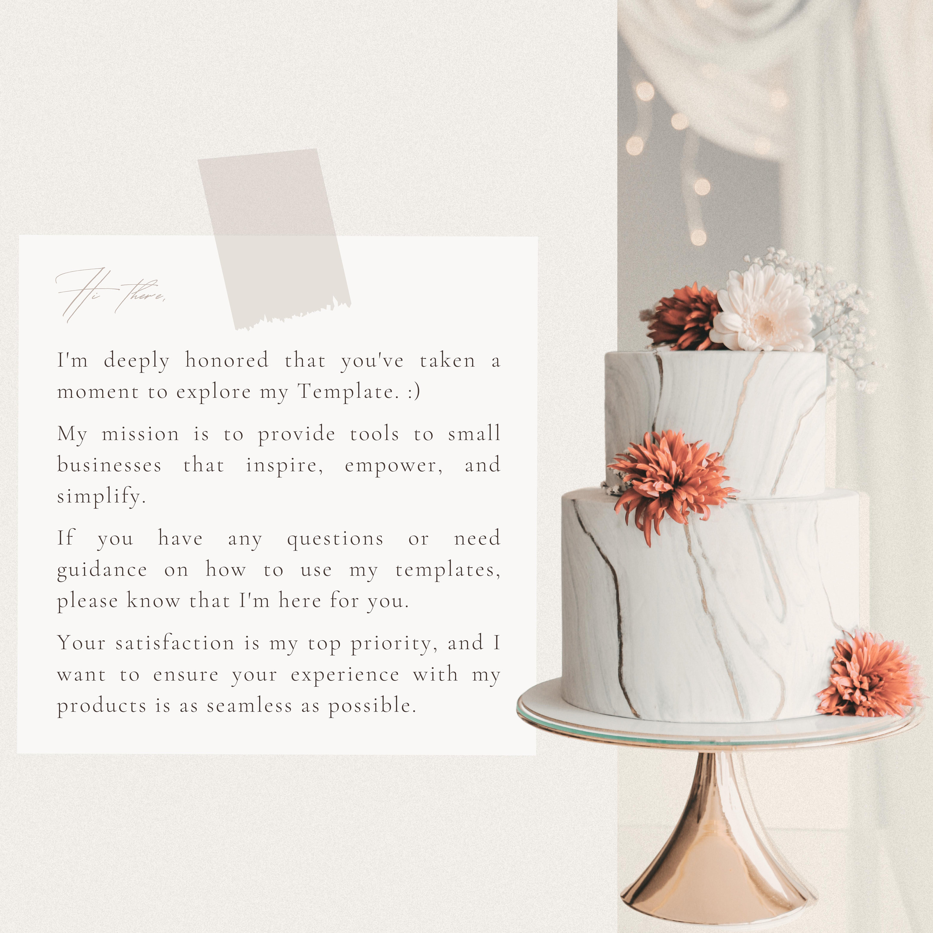 Cake Care Card Template, Instructions Card for Cakes, Professional ...