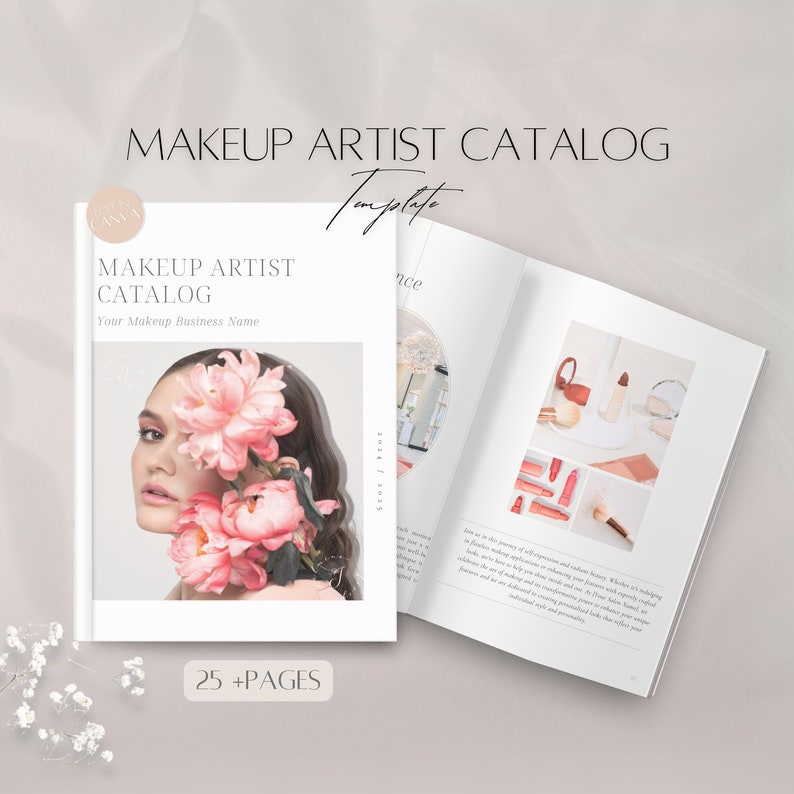 Makeup Artist Catalog Template, Editable Makeup Studio Magazine ...