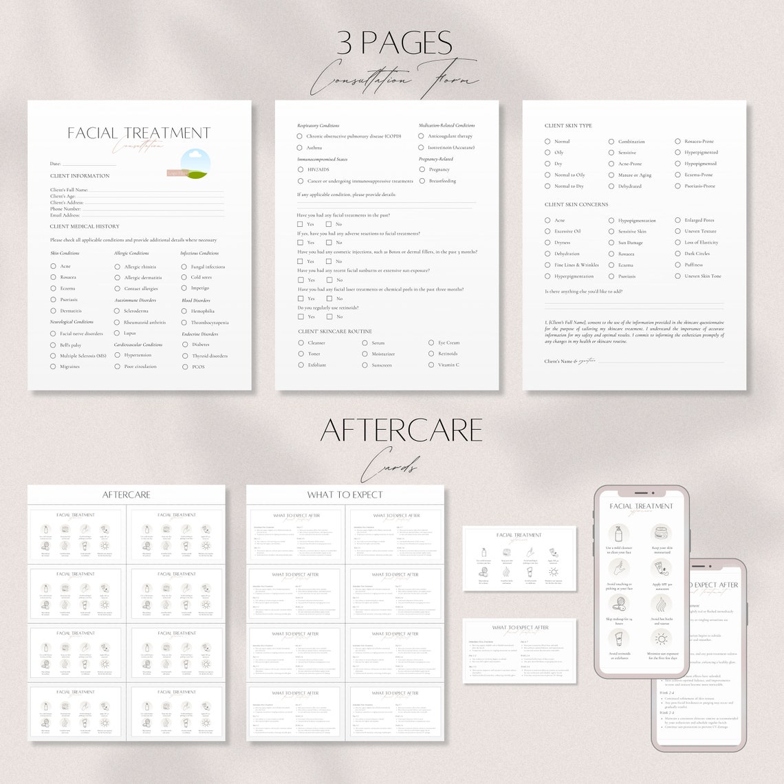 Facial Treatment Consultation Form, Editable Beauty Salon Service ...