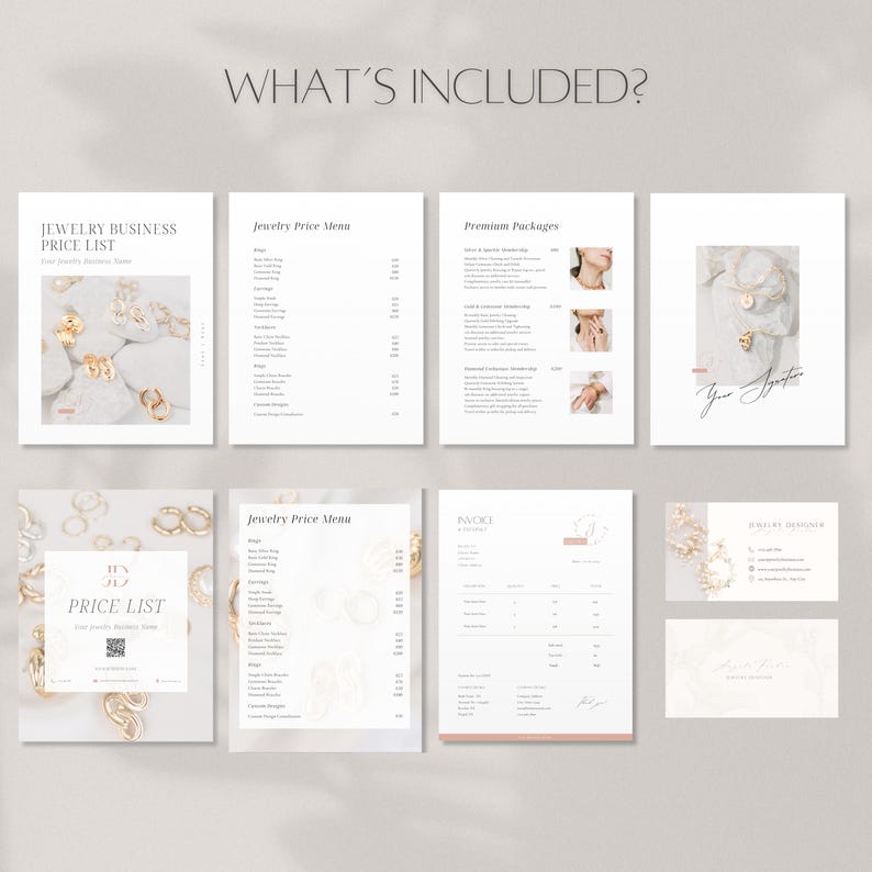 Jewelry Price List Template, Editable Jewellery Pieces Pricing Guide ...