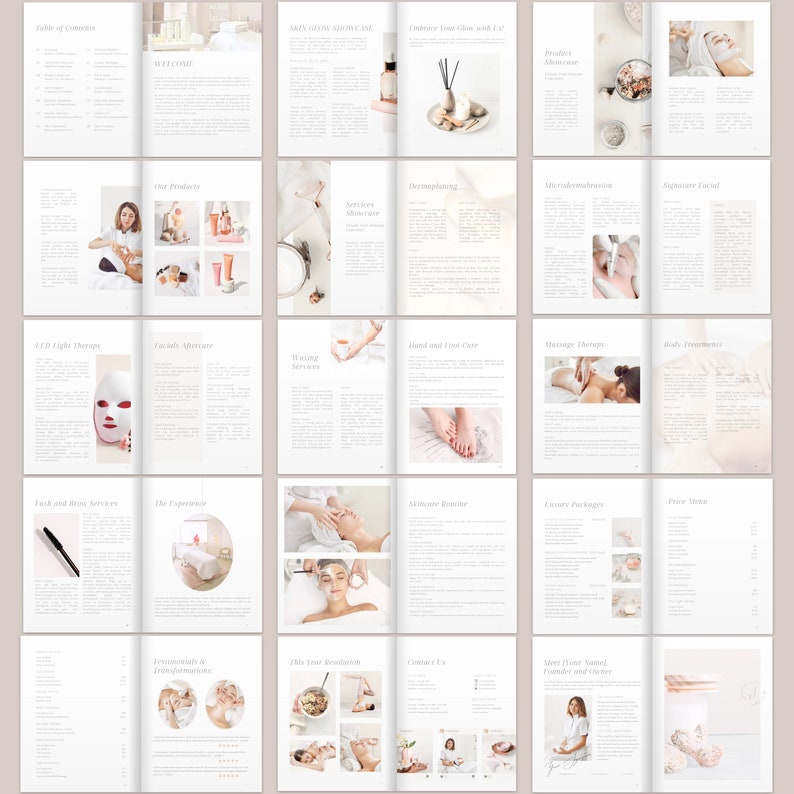 Esthetician Catalog Template, Editable Beauty Salon Magazine ...