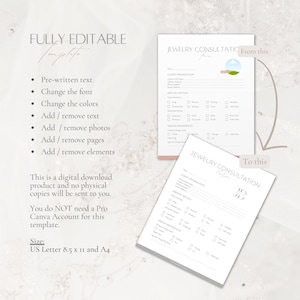 Jewelry Consultation Form Template, Editable Client Jewelry Service ...