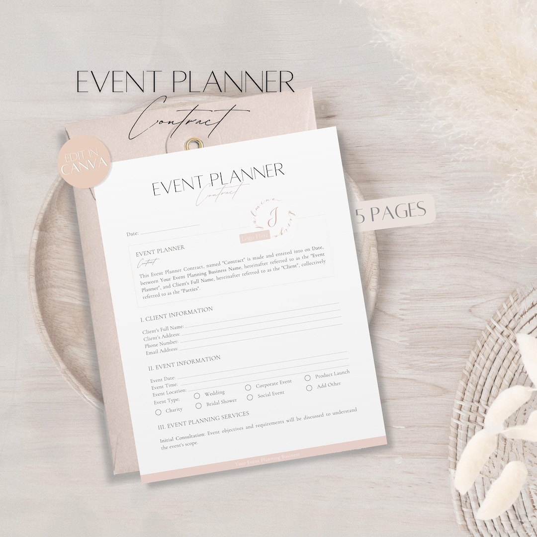 Event Planner Contract Template, Editable Planning Services Contract ...