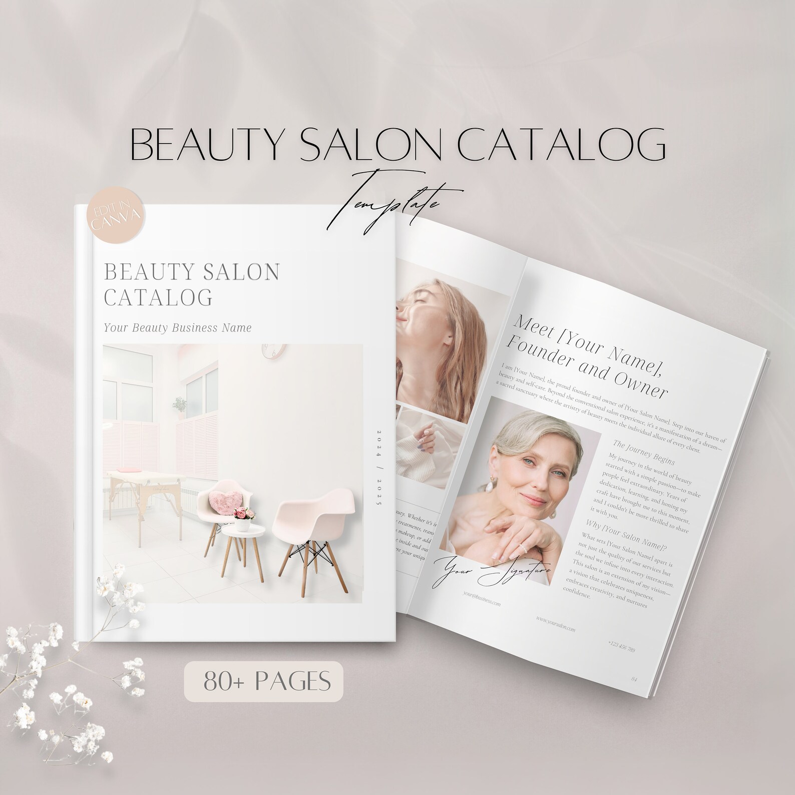 Beauty Salon Catalog Template, Editable Beauty Expert Magazine ...