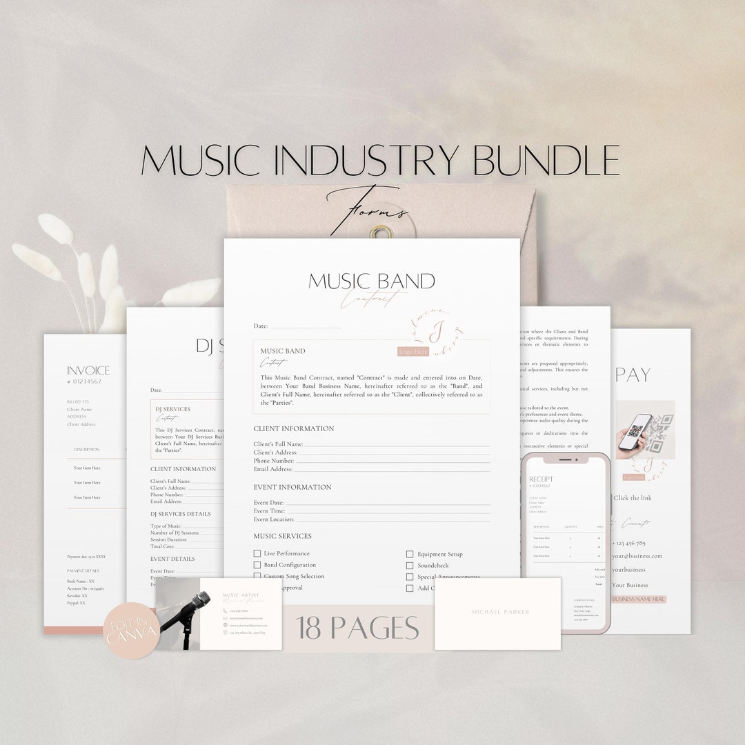 Formularios de paquetes de la industria musical, contrato de evento ...