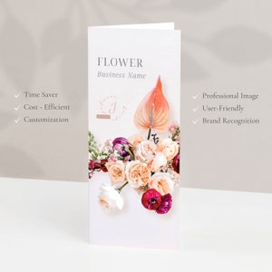Florist Trifold Brochure Template, Editable Floral Services Booklet ...