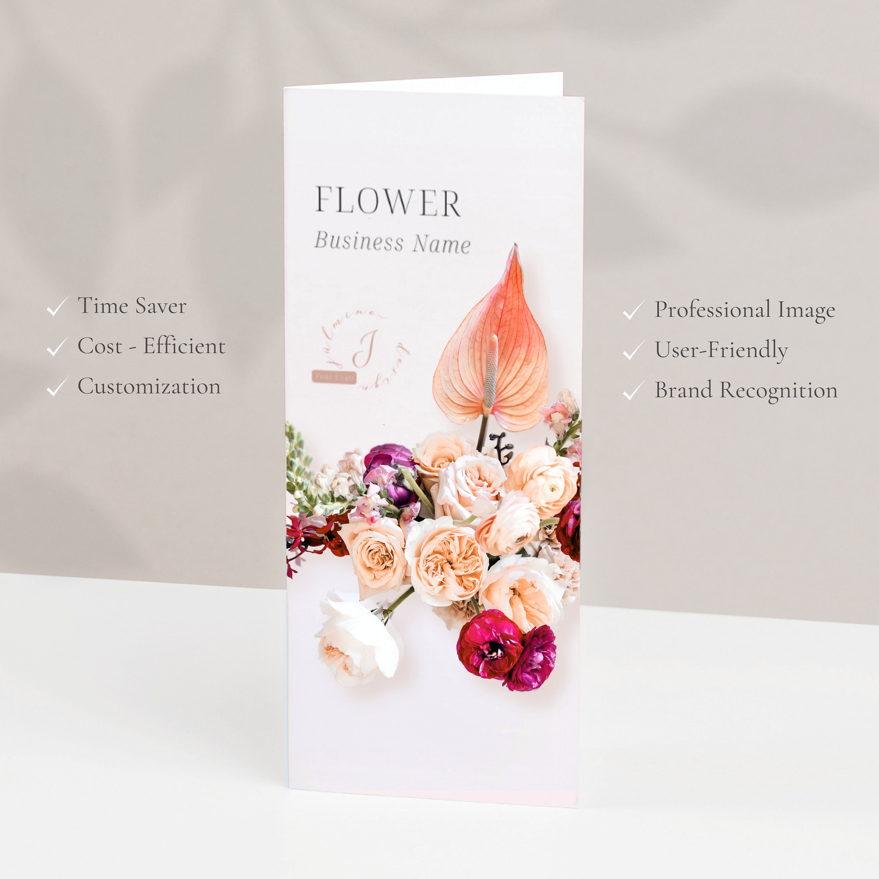 Florist Trifold Brochure Template, Editable Floral Services Booklet ...