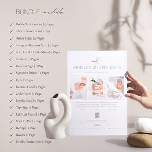 Mobile Bar Templates Bundle, Editable Bartender Contract, Bartending ...