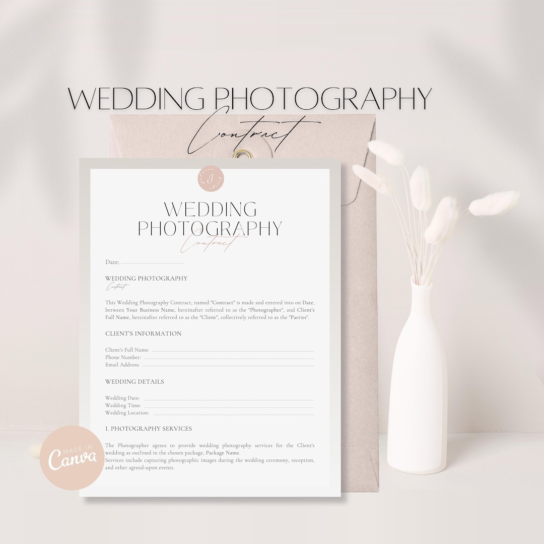 Wedding Photography Contract Template Elegant Client - Etsy