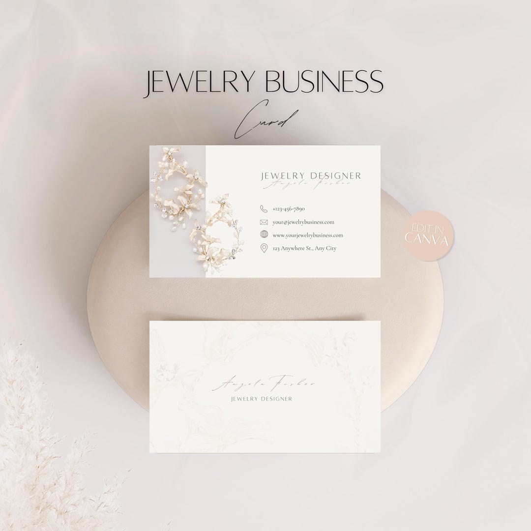 Jewelry Business Card Template, Editable Jeweler Info Design ...