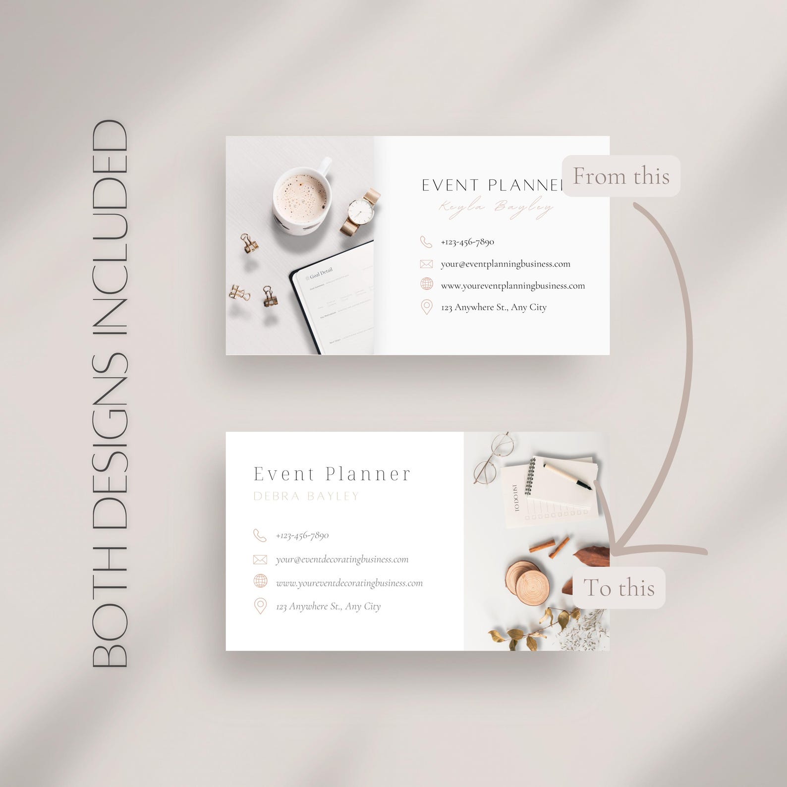 Event Planner Business Card Template, Editable Planning Info Card ...