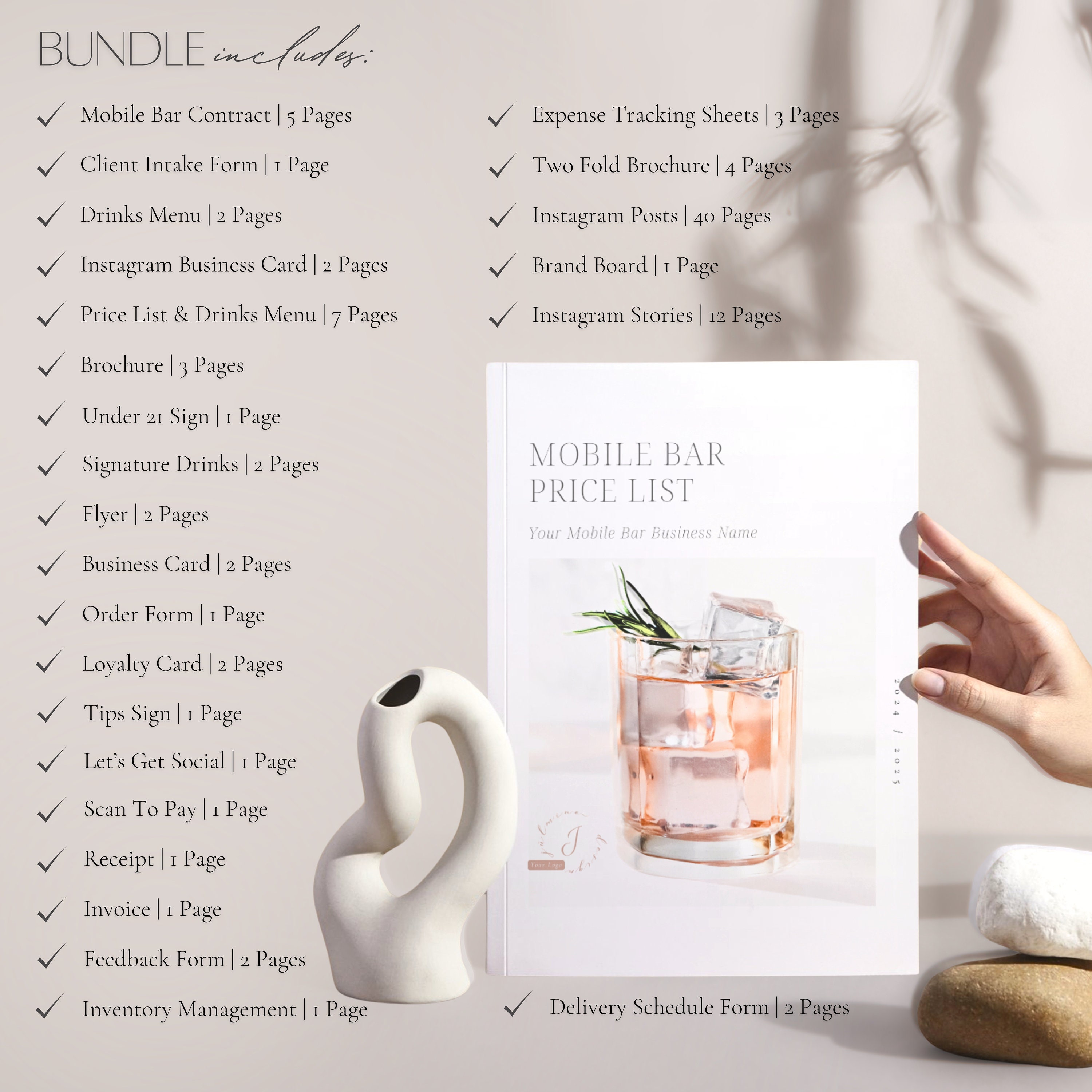 Mobile Bar Mega Bundle Templates, Editable Bartender Contract ...