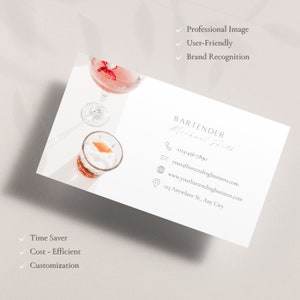 Bartender Business Card Template, Editable Mobile Bar Info Card Design ...