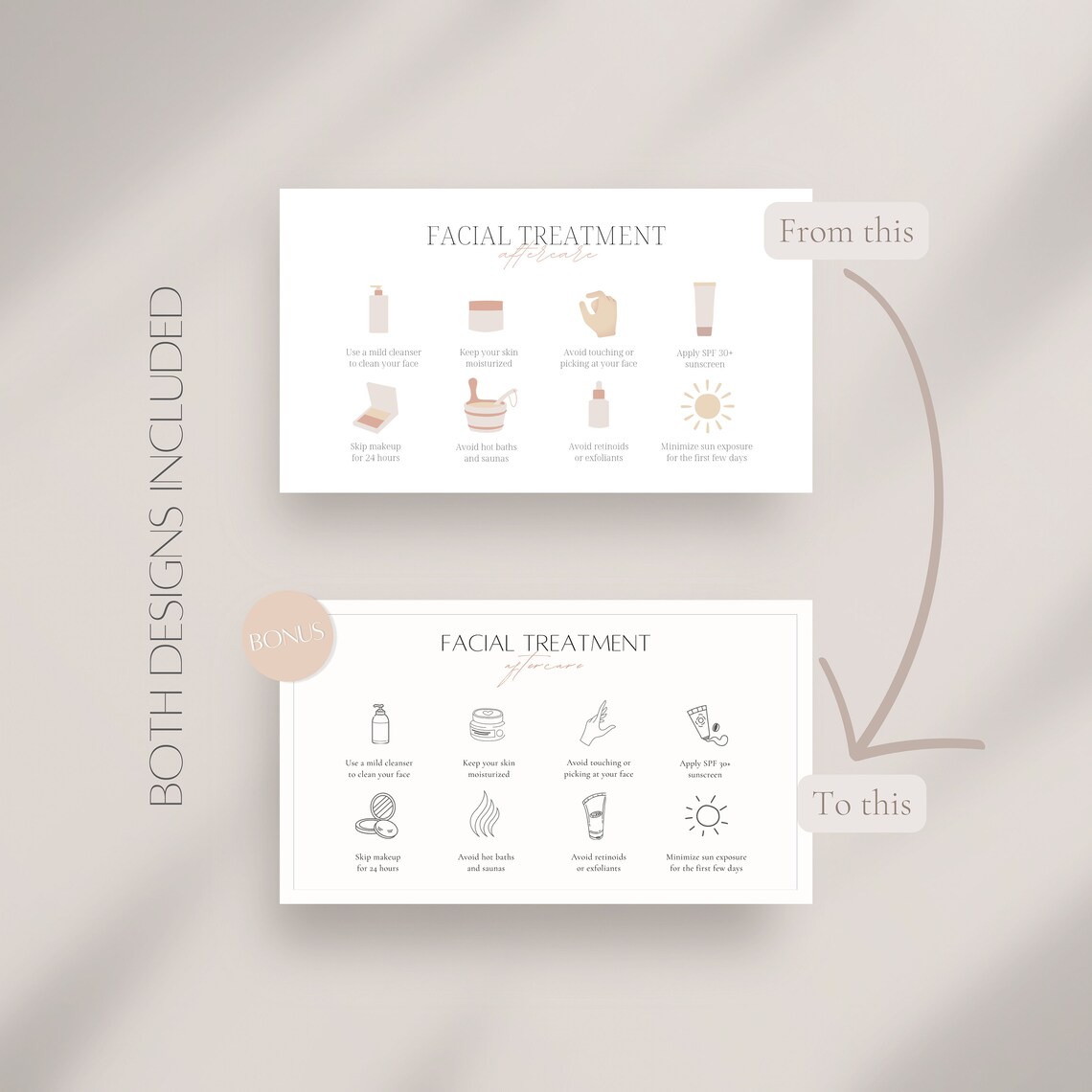 Facial Treatment Aftercare Card, Editable Salon Services Template ...