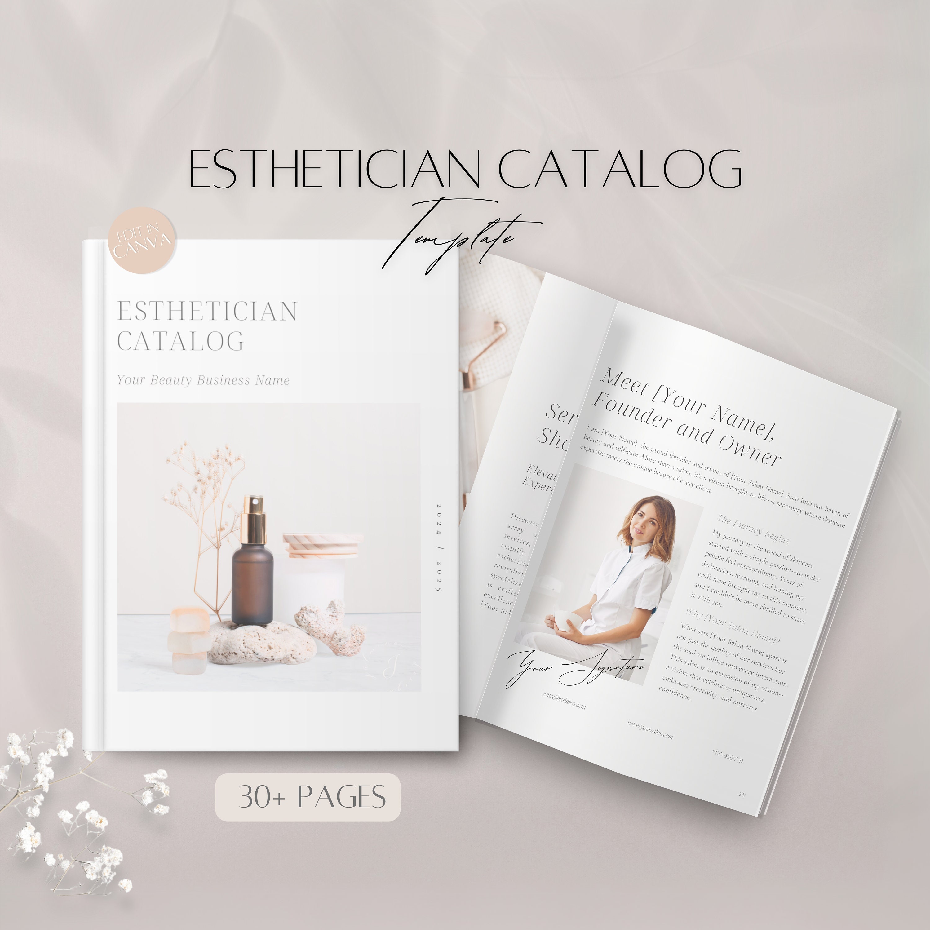 Esthetician Catalog Template, Editable Beauty Salon Magazine ...