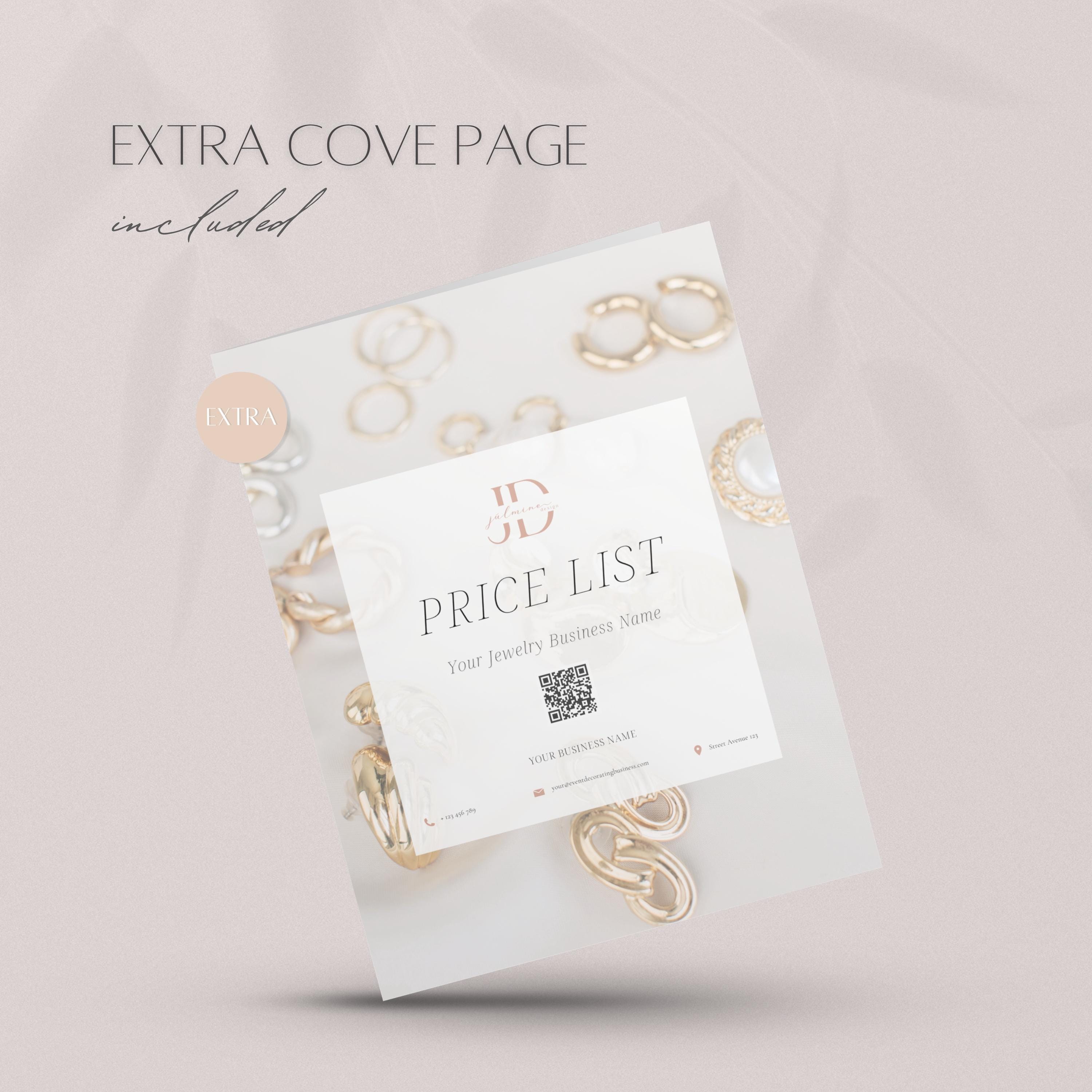 Jewelry Price List Template, Editable Jewellery Pieces Pricing Guide ...