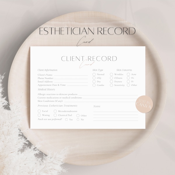 Esthetician Client Record Cards - Etsy