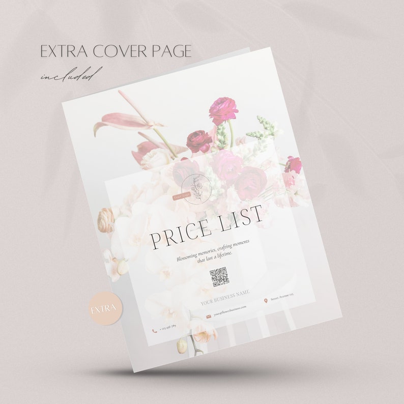 Florist Price List Template, Editable Flower Pricing Menu, Professional ...