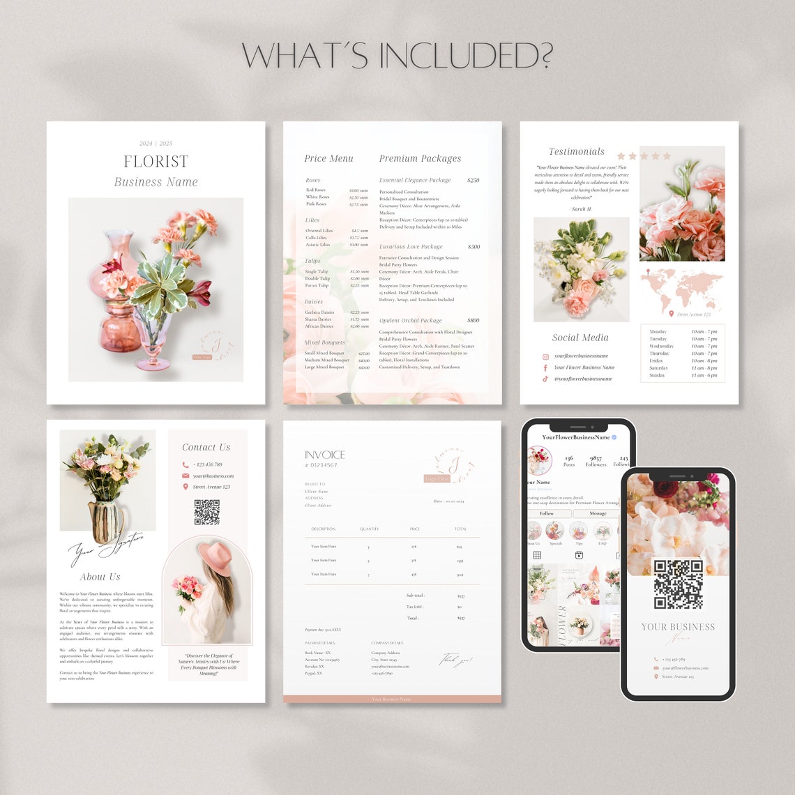 Florist Brochure Template, Editable Floral Services Instagram Business ...
