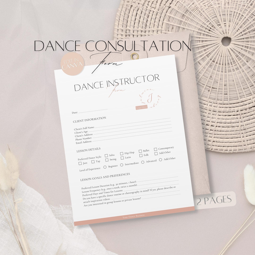 Dance Instructor Consultation Form Template, Editable Client ...
