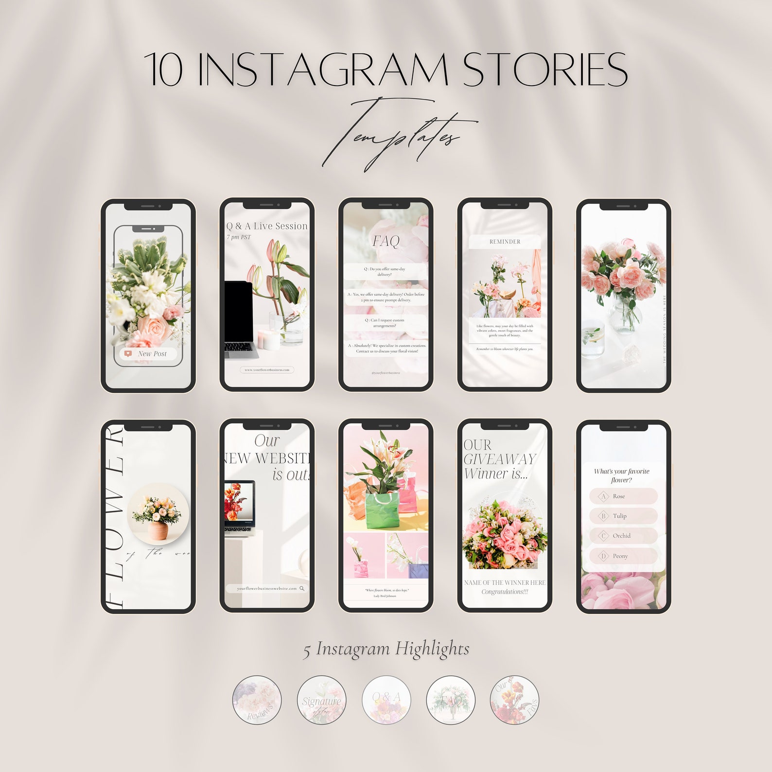 Florist Instagram Templates, Flower Business Social Media Posts ...