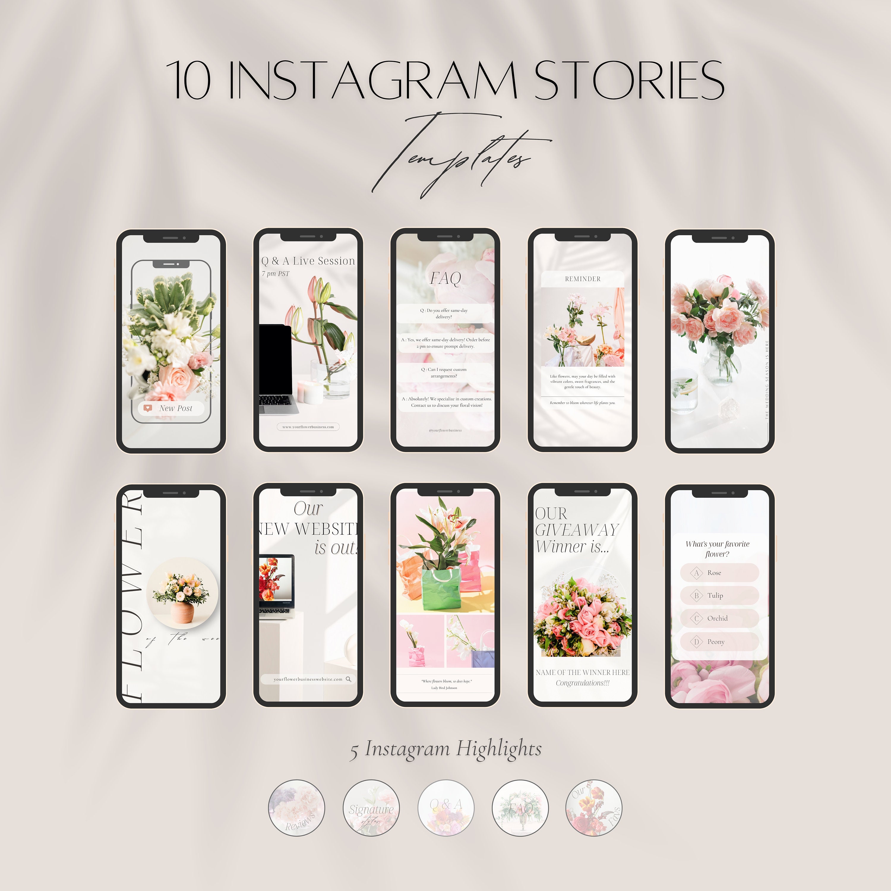 Florist Instagram Templates, Flower Business Social Media Posts ...