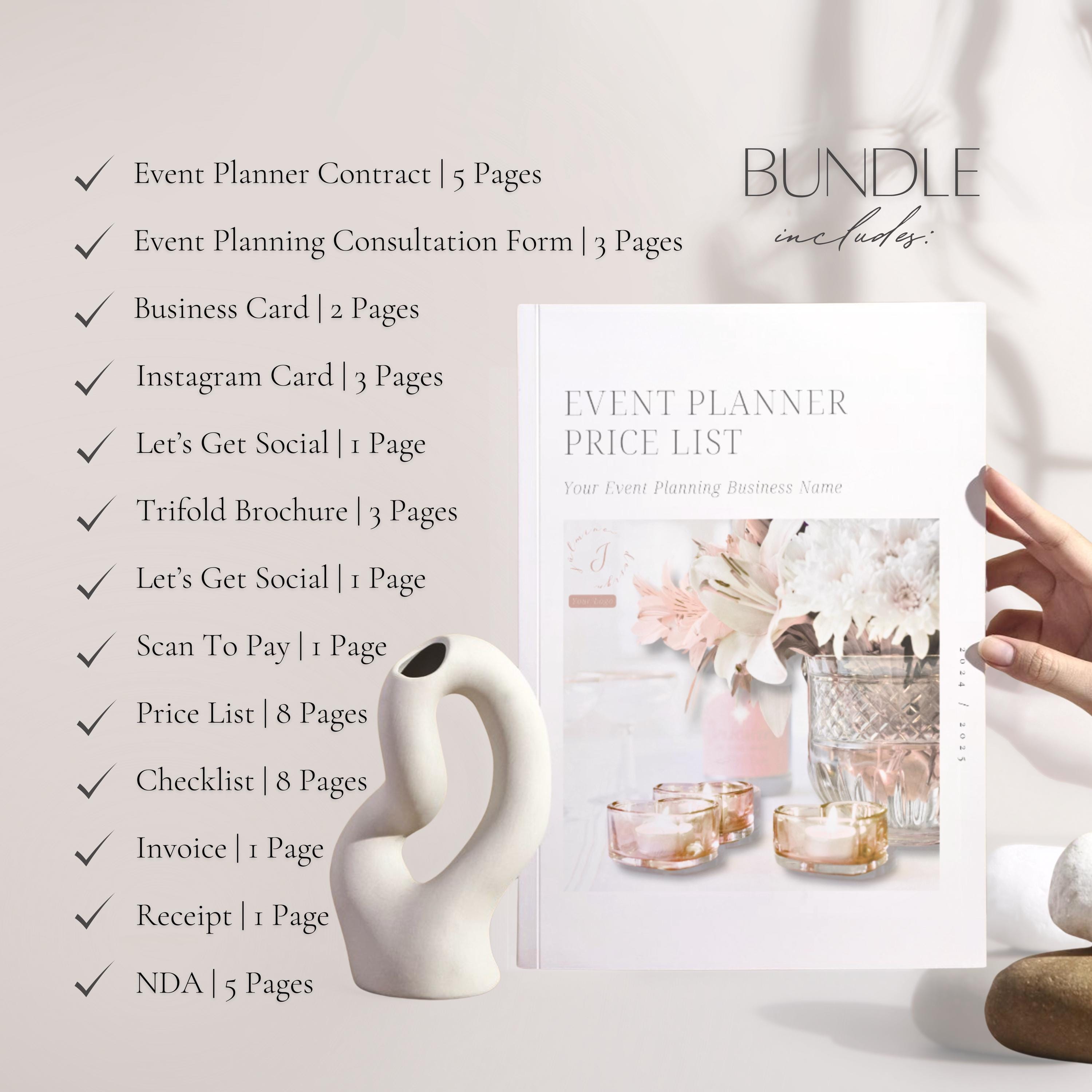 Event Planner Templates Bundle, Editable Event Planning Contract ...