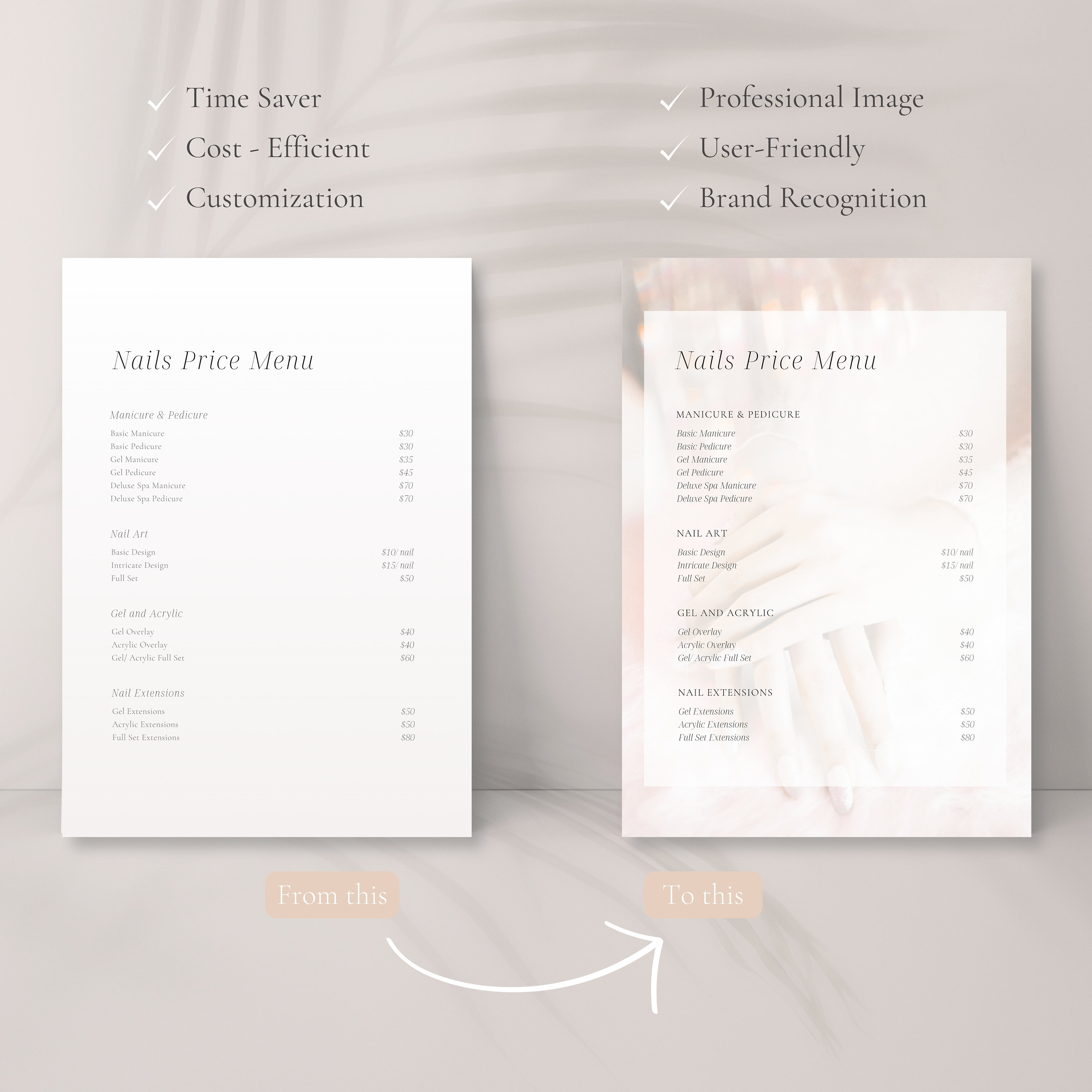 Nail Price List Template, Editable Nail Art Salon Pricing Guide ...