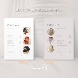 Hair Price Menu Template, Editable Salon Pricing List, Professional ...