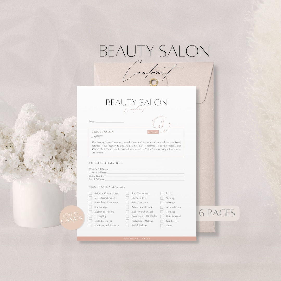 Beauty Salon Contract Template, Editable Beauty Service Agreement ...