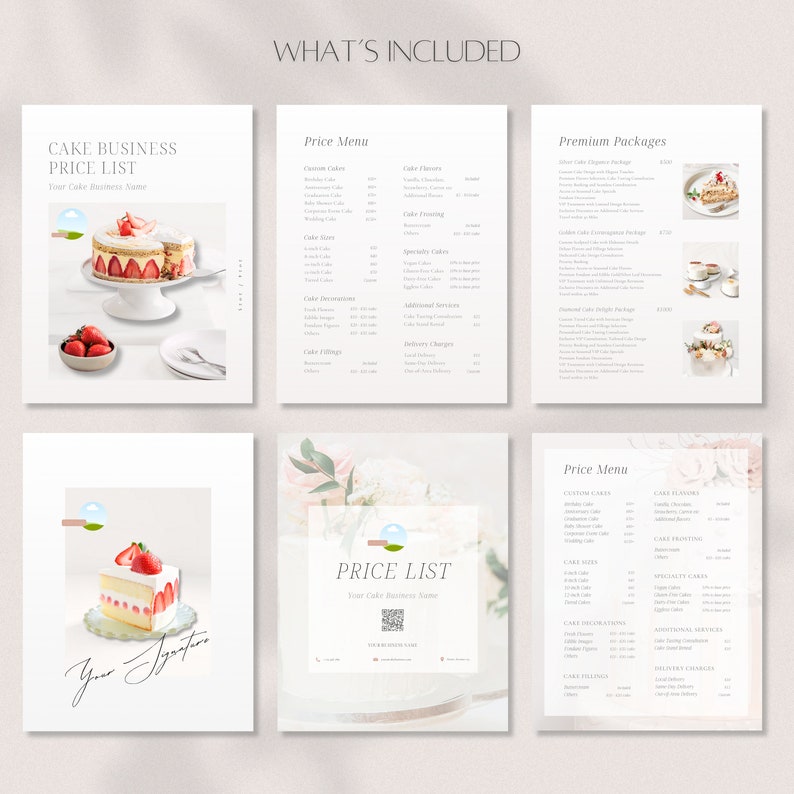 Cake Business Price List Template, Editable Baker Pricing Menu File ...