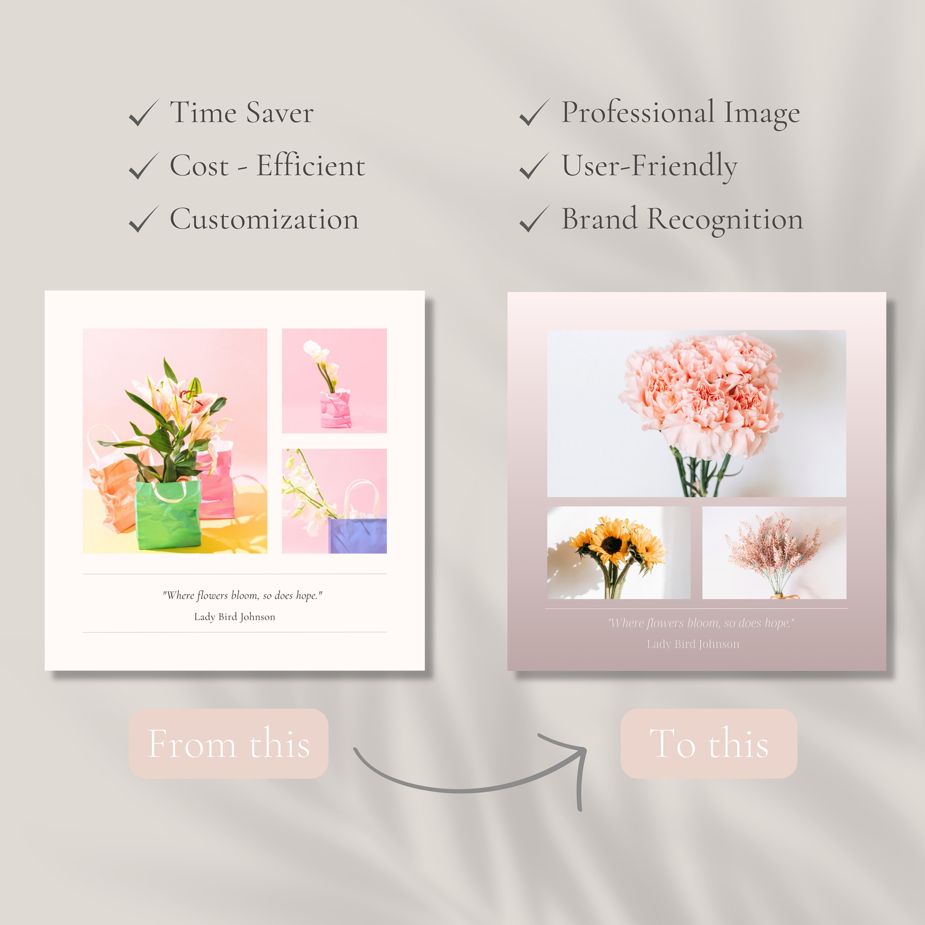 Florist Instagram Templates, Flower Business Social Media Posts ...