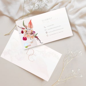 Florist Business Card Template, Editable Floral Info Card Design ...