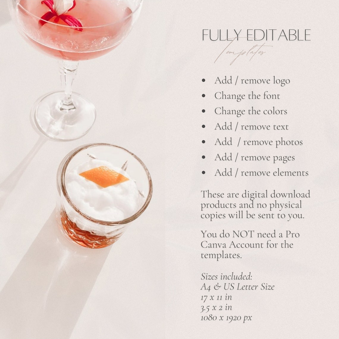 Mobile Bar Templates Bundle, Editable Bartender Contract, Bartending ...