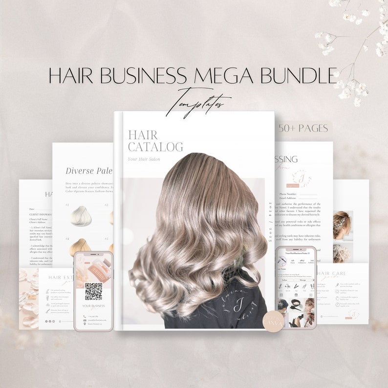 Hairdressing Mega-bundle Templates, Editable Hairstylist Catalog ...