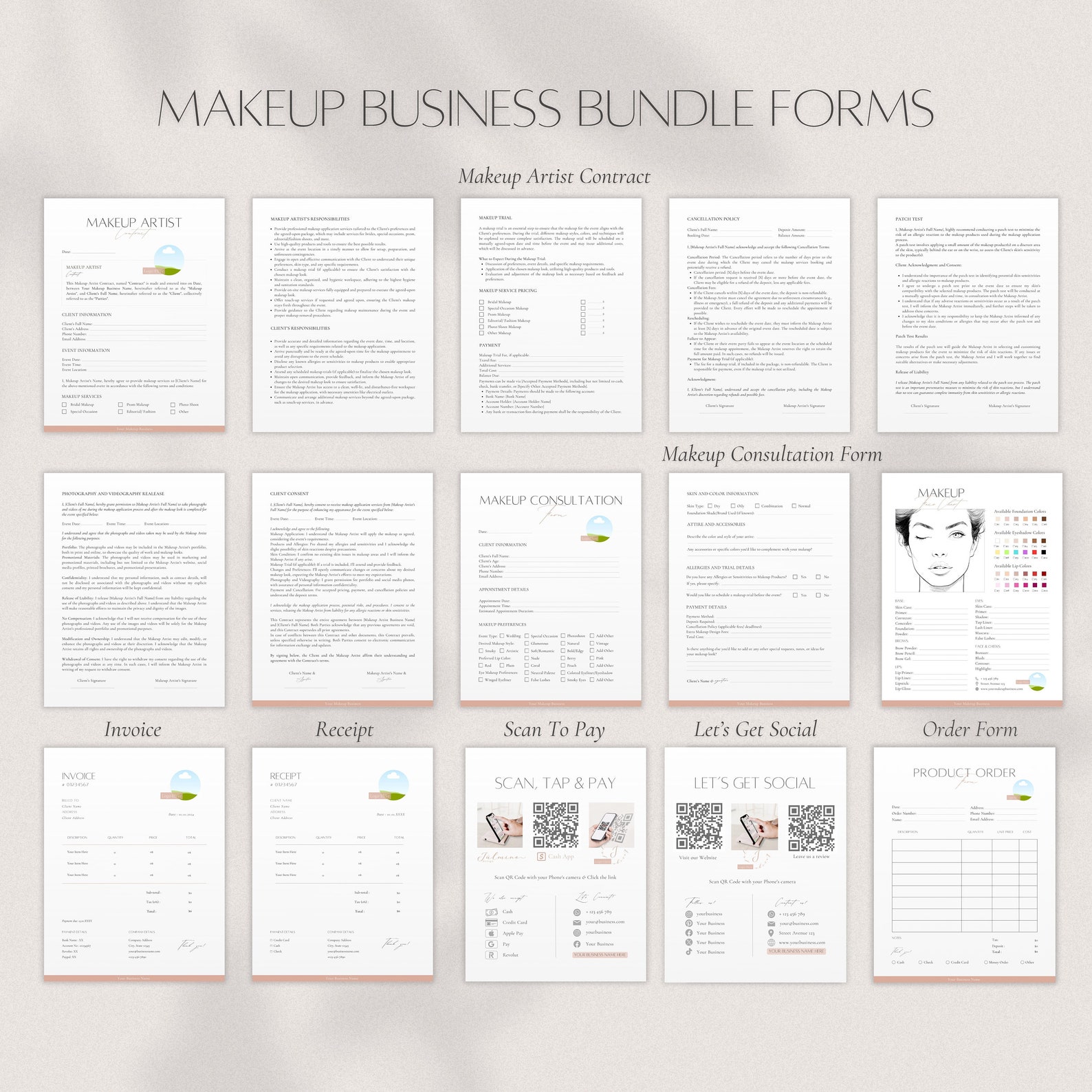 Makeup Artist Mega Bundle Templates, Editable Beauty Services Contract ...