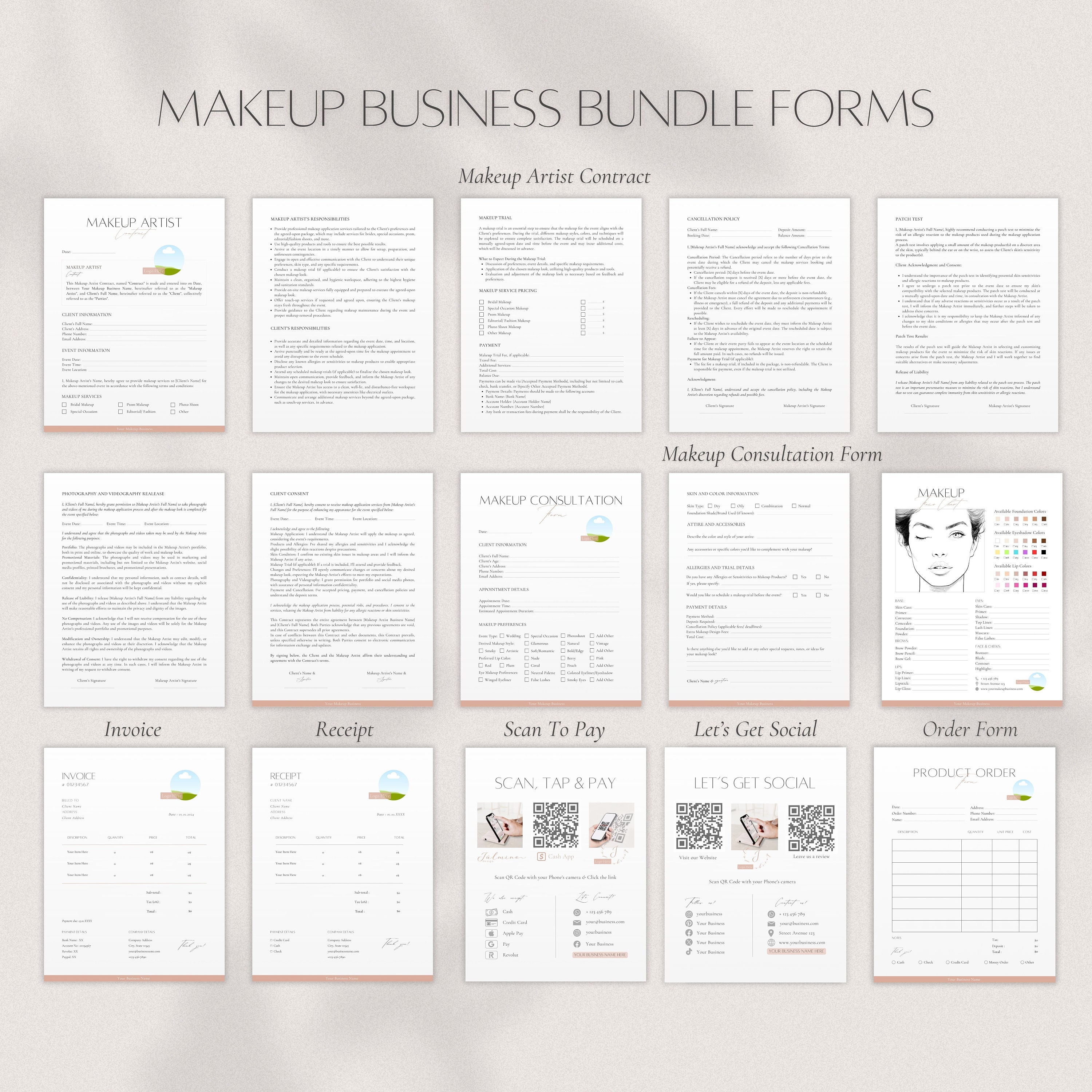 Makeup Artist Mega Bundle Templates, Editable Beauty Services Contract ...