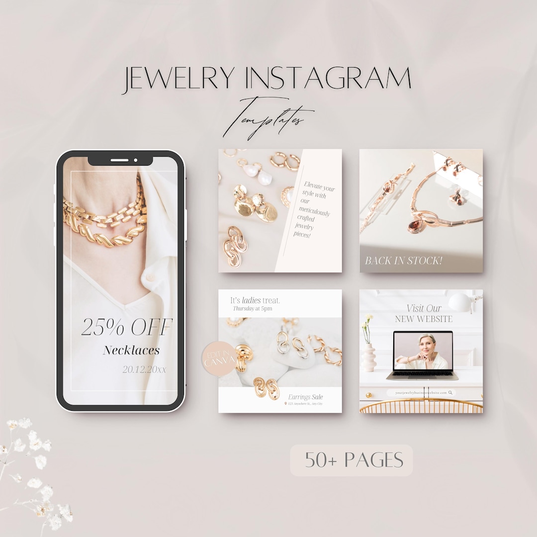 Jewelry Instagram Templates, Permanent Jewelry Business Social Media ...