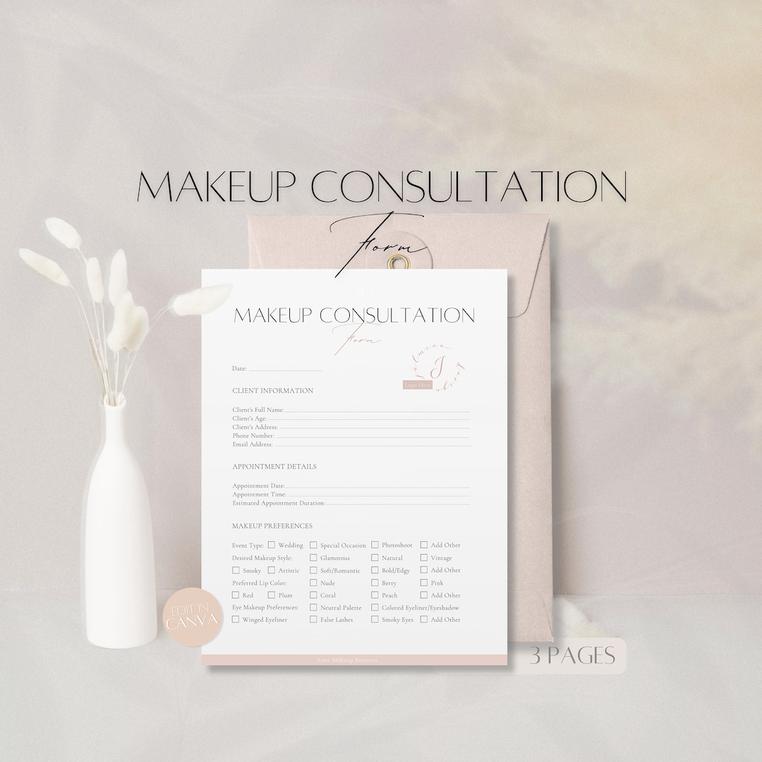 Makeup Consultation Form Template Editable Beauty Face Chart - Etsy