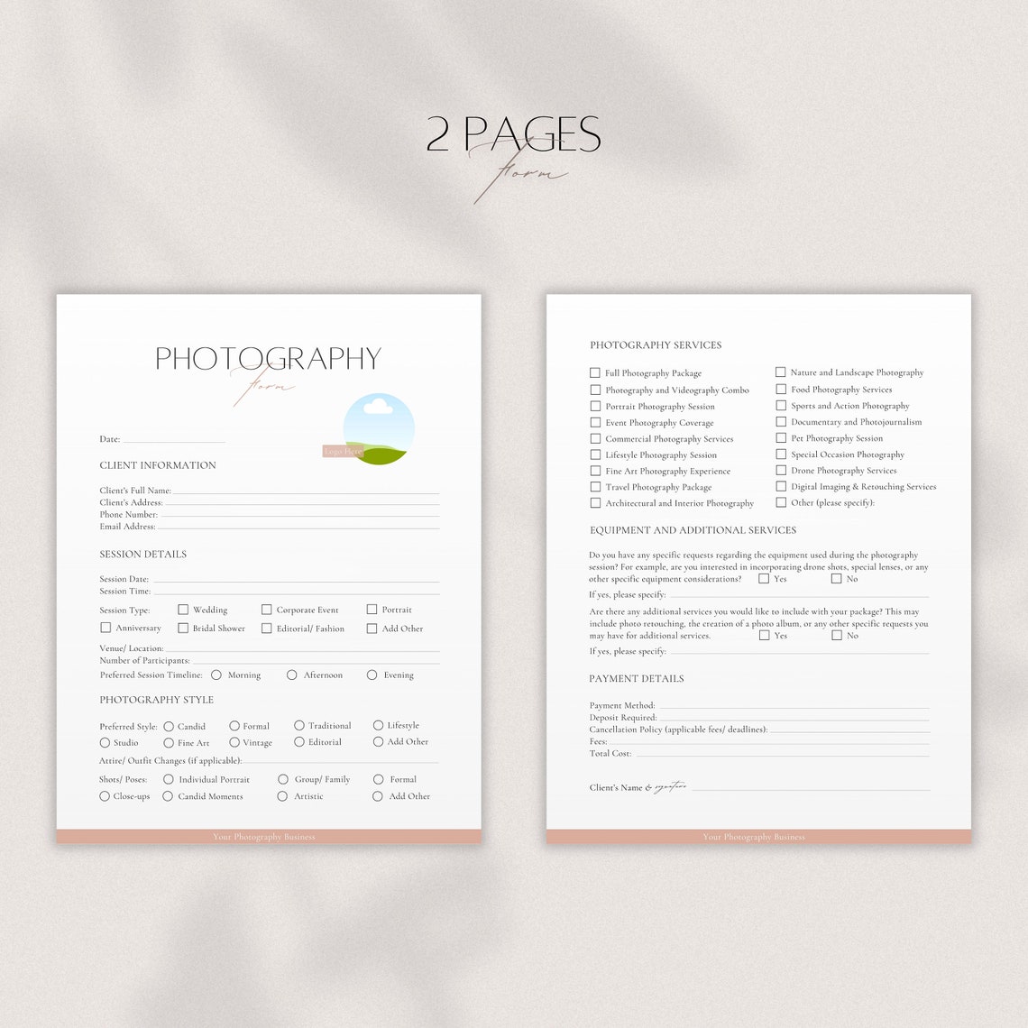 Photography Consultation Form, Editable Client Photo Session Form ...