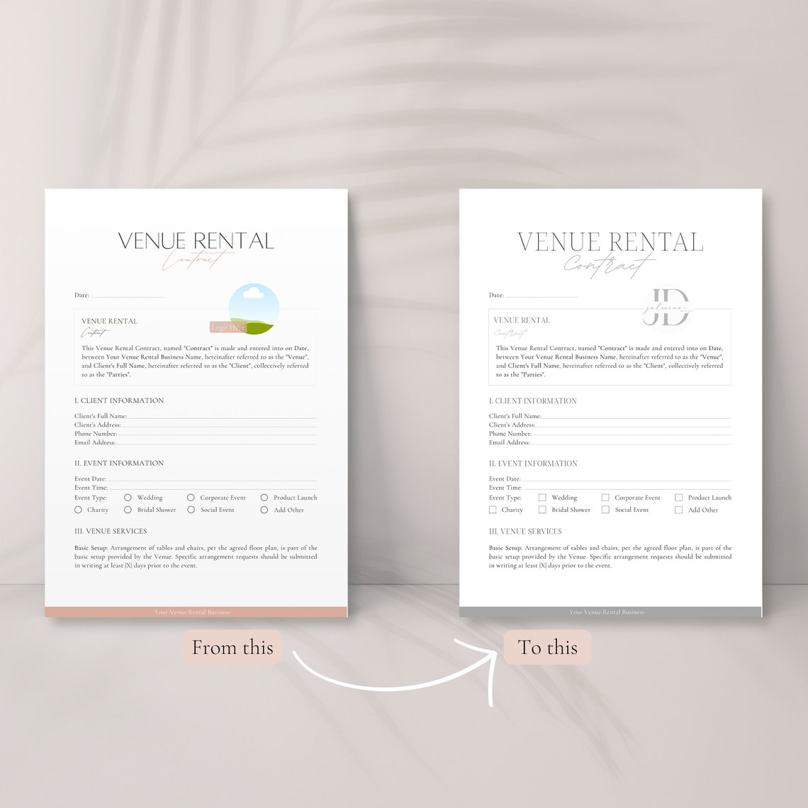 Venue Rental Forms Bundle, Editable Event Business Contract ...