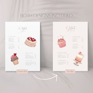 Cake Menu Template, Editable Cupcake Pricing List, Professional Client ...