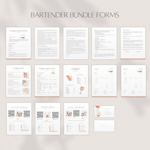 Mobile Bar Forms Bundle, Editable Bartending Business Contract ...