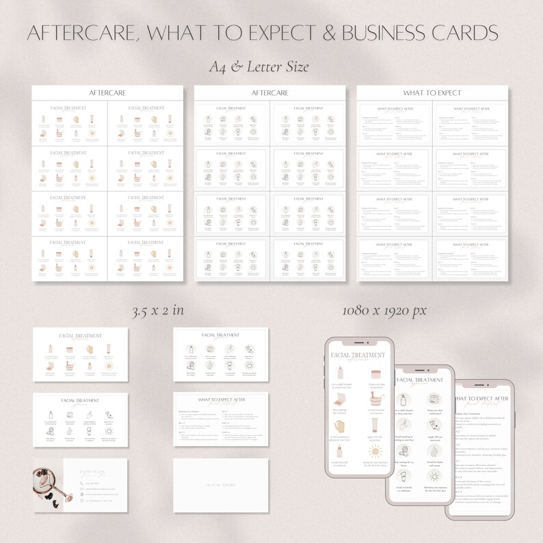 Esthetician Aftercare Card, Editable What to Expect After Facial Card ...