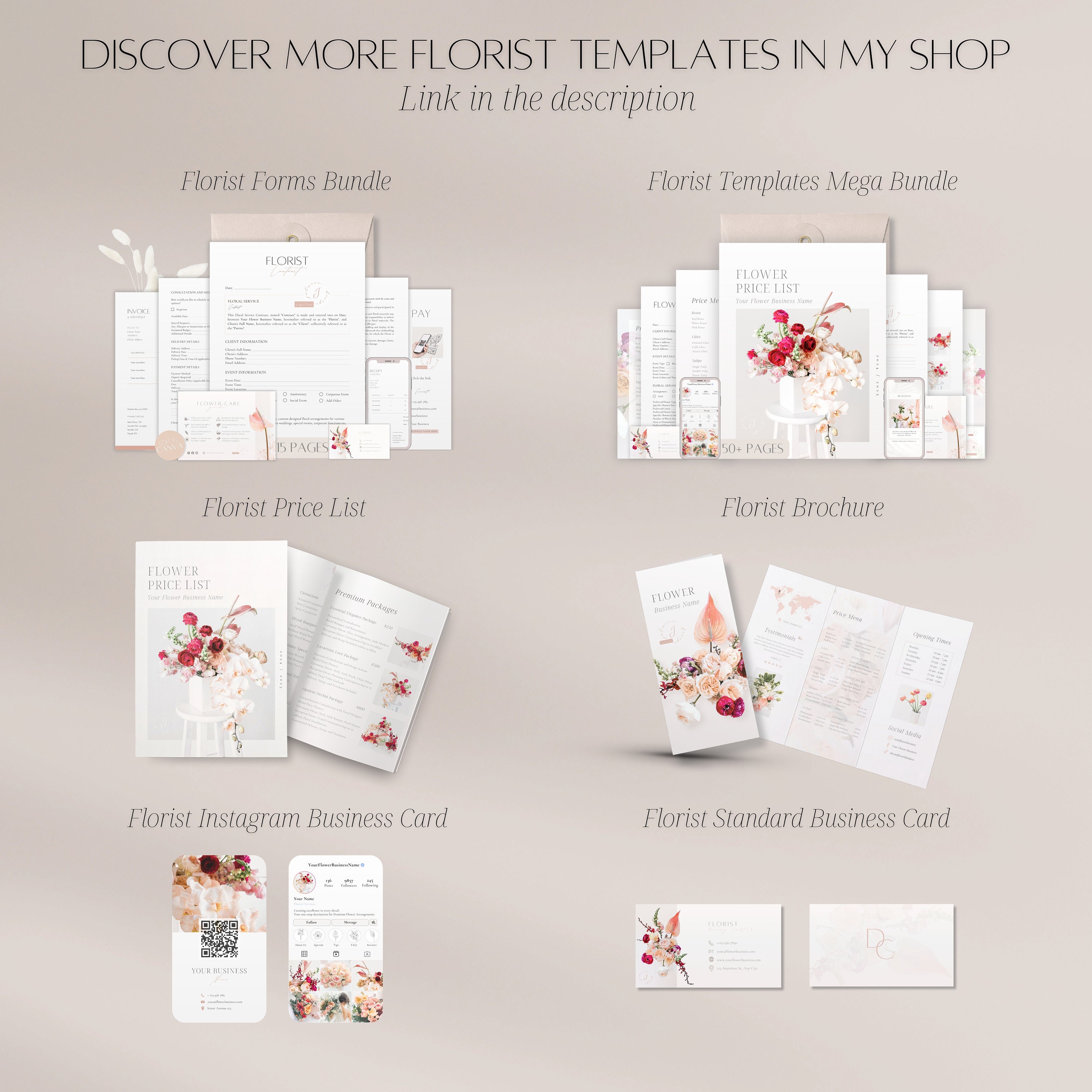Florist Instagram Templates, Flower Business Social Media Posts ...
