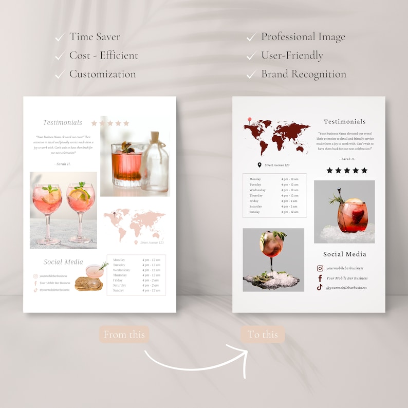 Mobile Bar Mega Bundle Templates, Editable Bartender Contract ...