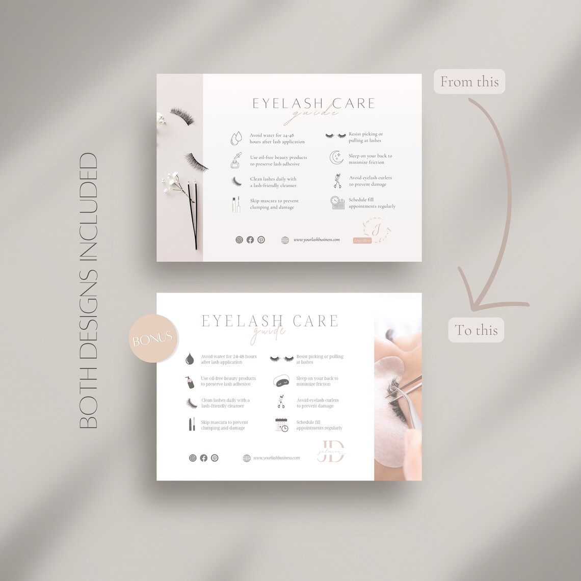 Eyelash Extension Care Card Template, Editable Lash Instructions ...