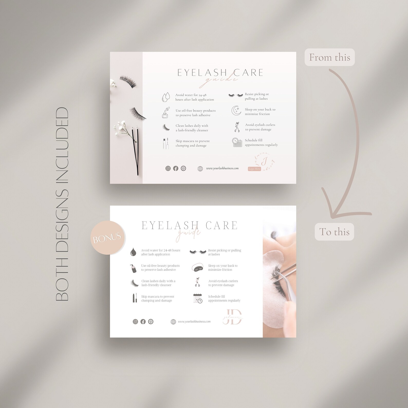 Eyelash Extension Care Card Template, Editable Lash Instructions ...