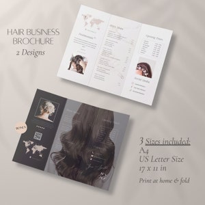 Hair Salon Brochure Template, Editable Hairdresser Trifold Booklet ...